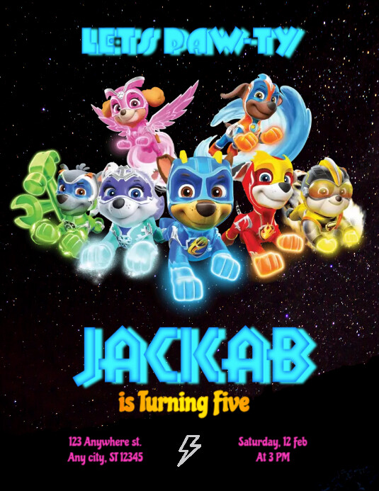 Paw Patrol Mighty Movie Invitation Template | Modelo | PosterMyWall